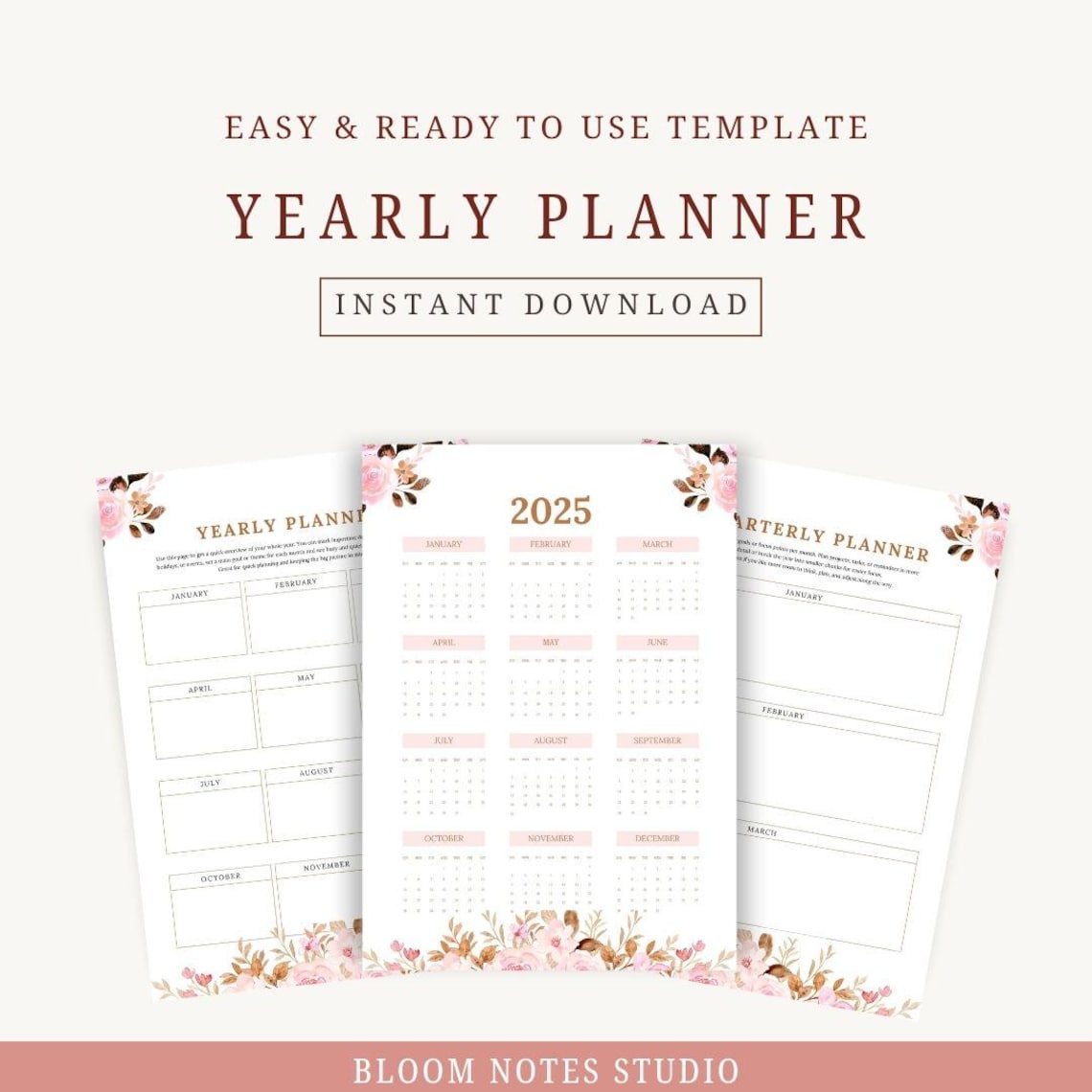 2025 Printable Yearly Planner A4 A5 | Bright Minimal PDF | Instant ...