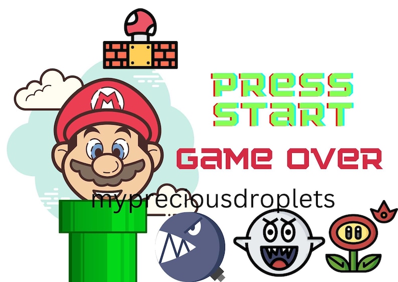 Mr Mario Game Over PNG Clipart Instant Digital Download for Zipper Bags ...