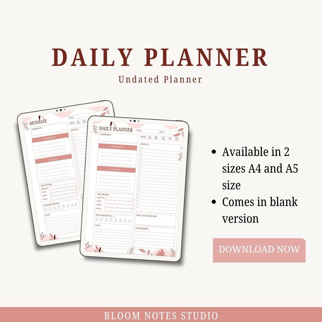 2025 Printable Daily Planner A4 A5 | Bright Minimal PDF| Meal Tracker ...