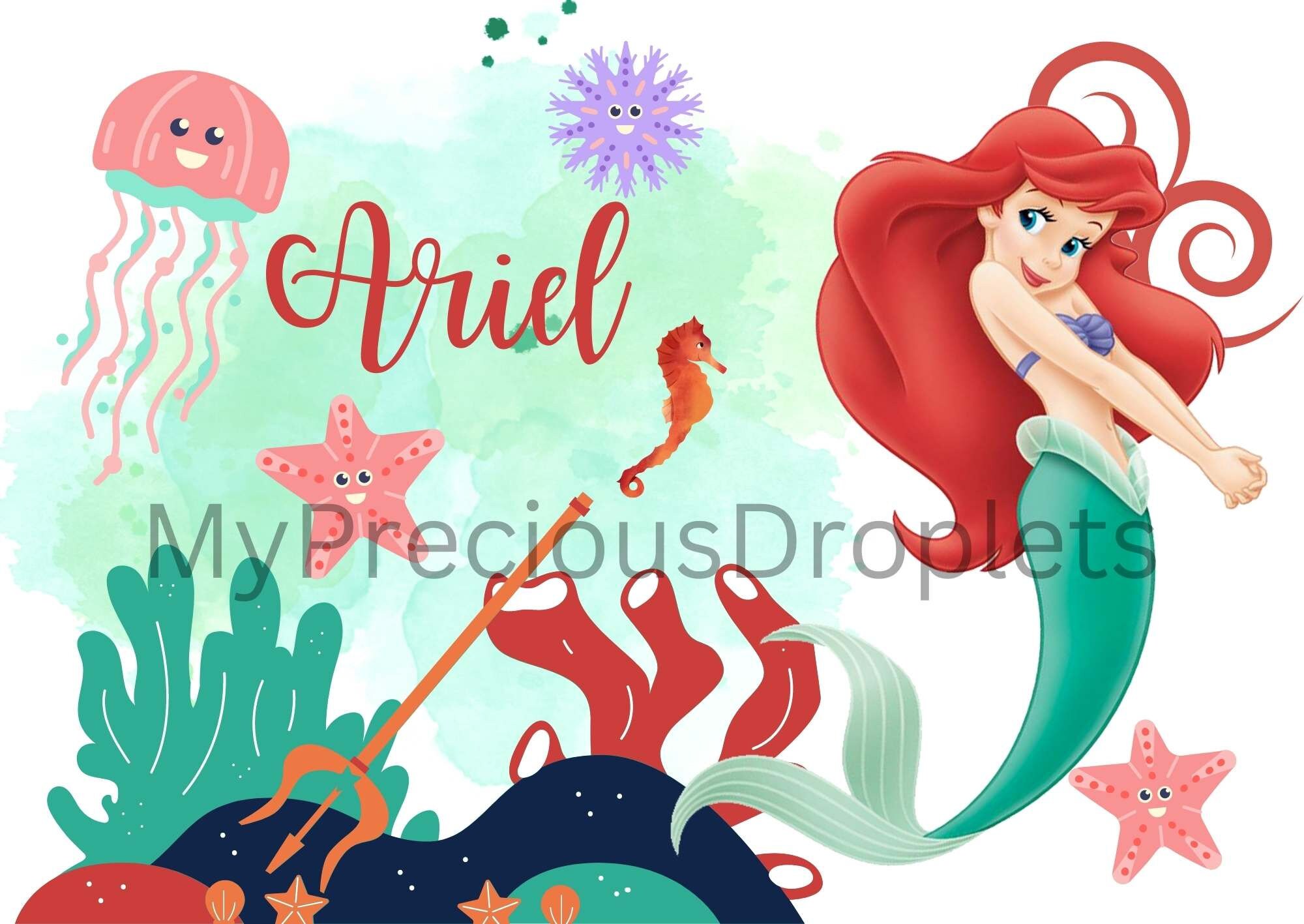 Ariel Mermaid PNG Clipart Instant Digital Download for Zipper Bags and ...