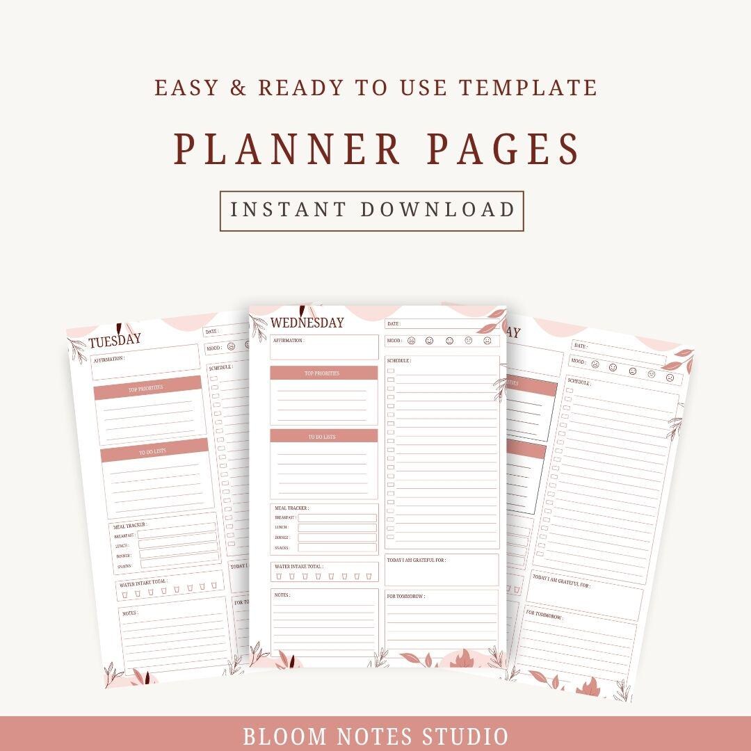 2025 Printable Daily Planner A4 A5 | Bright Minimal PDF| Meal Tracker ...