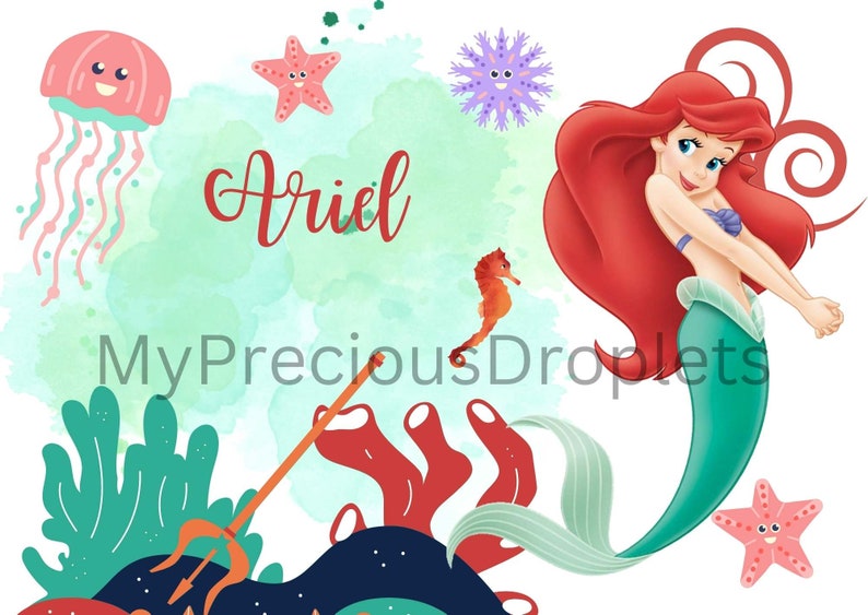 Ariel Mermaid PNG Clipart Instant Digital Download for Zipper - Etsy
