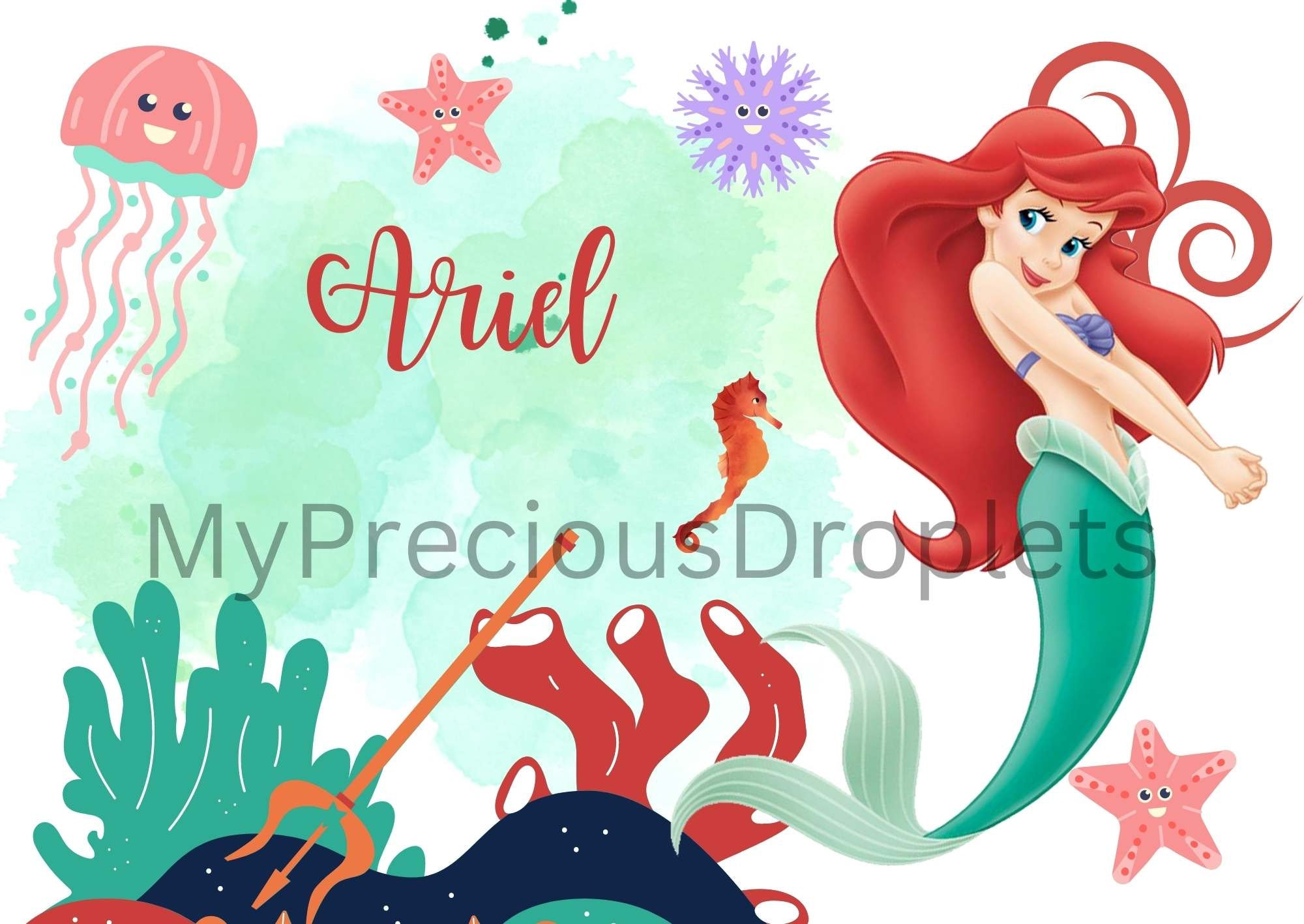 Ariel Mermaid PNG Clipart Instant Digital Download for Zipper - Etsy