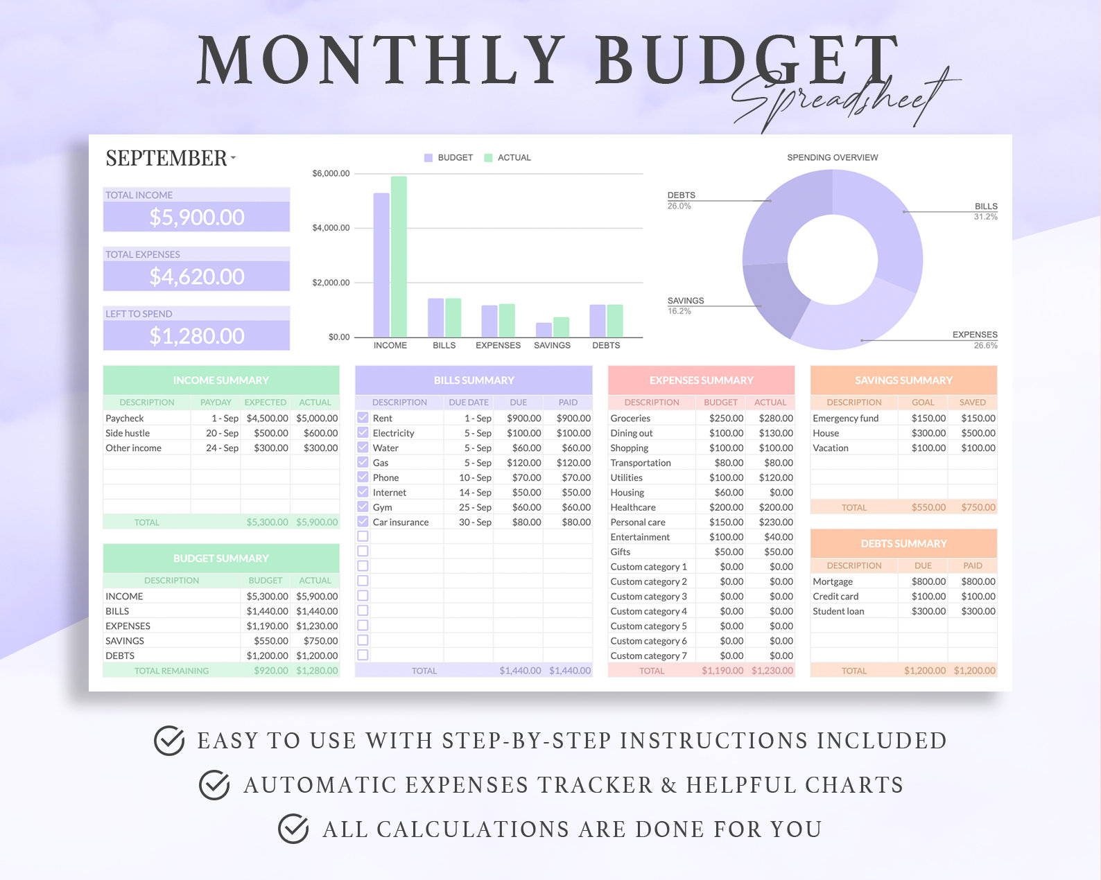 Excel Template Monthly Budget