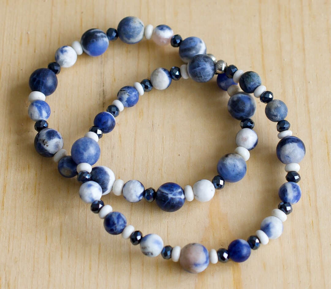 Denim Blue Sodalite, Anti-anxiety Power Couple Bracelets. Healing ...