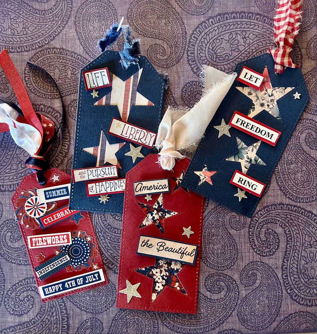 Patriotic Embellishment Tags: Junk Journal Paper Crafts, Set of 4 - Etsy