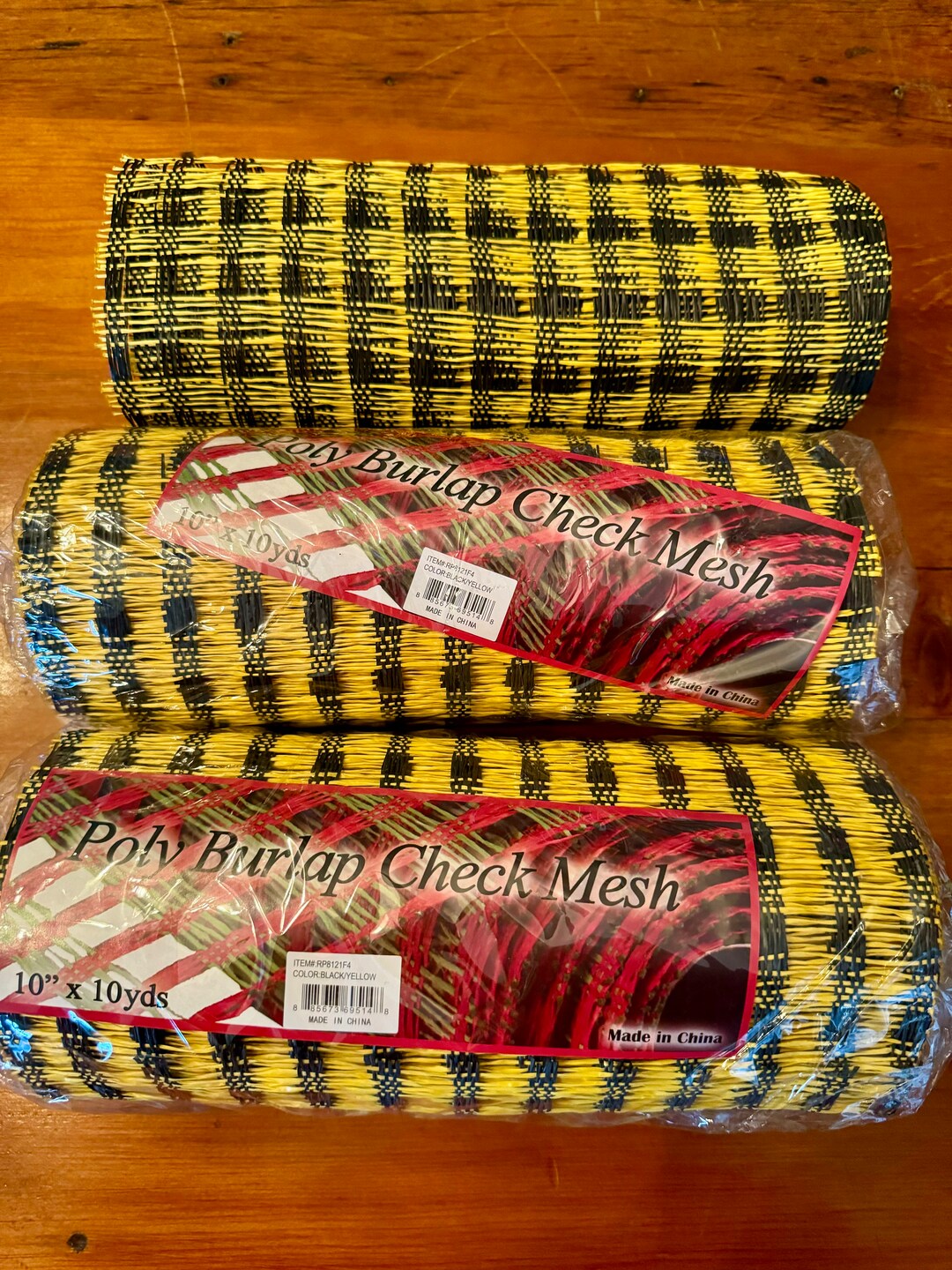 2.5 Rolls of Poly Burlap Check Mesh black/yellow - Etsy