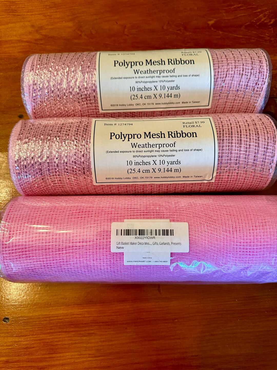 2 Rolls of Pink Polypro Mesh Ribbon and 1 Roll of Pink Deco Mesh - Etsy