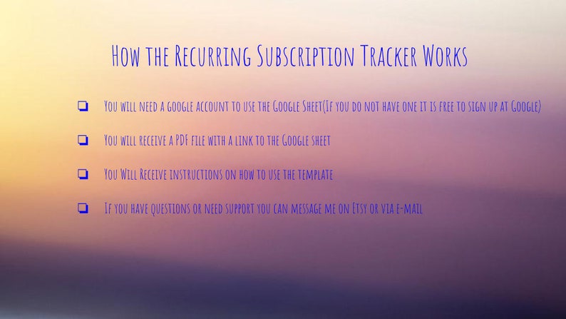 Subscription / Recurring Charges Tracker - Etsy