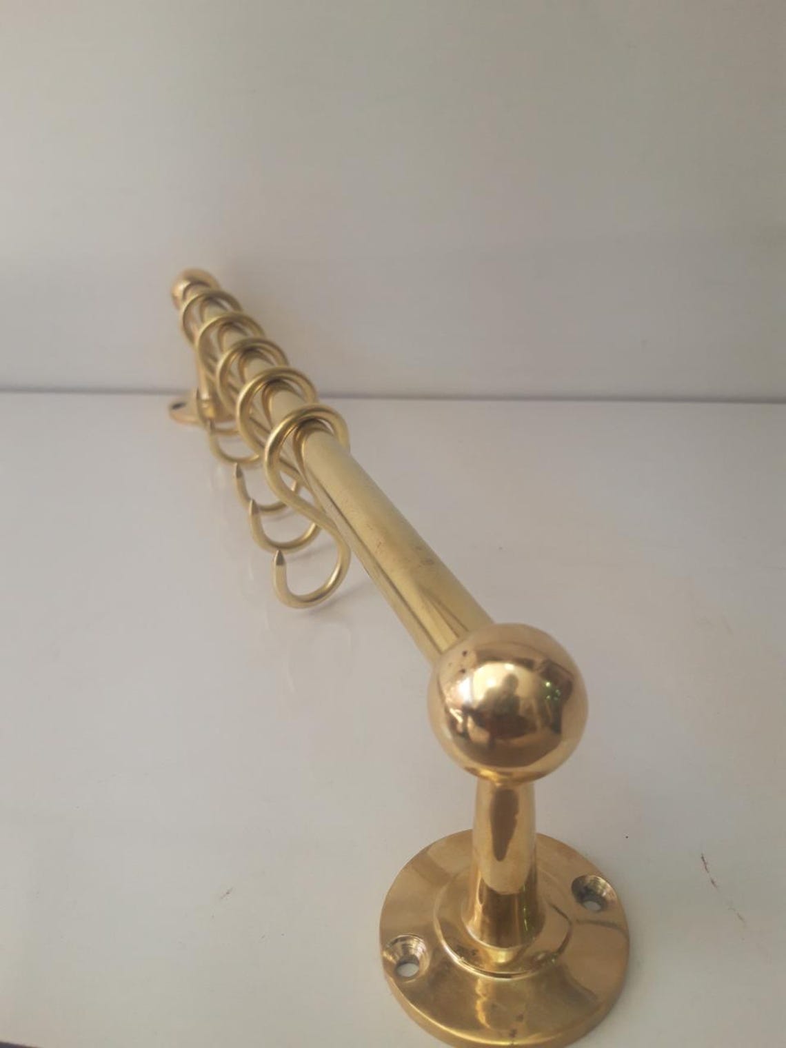 Unlaquered Brass Hanging Pot and Pan, Elegant Kitchen Rack Organizer ...