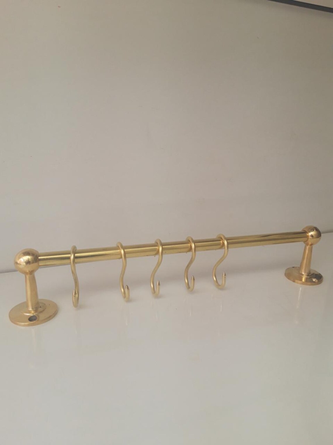 Unlaquered Brass Hanging Pot and Pan, Elegant Kitchen Rack Organizer ...