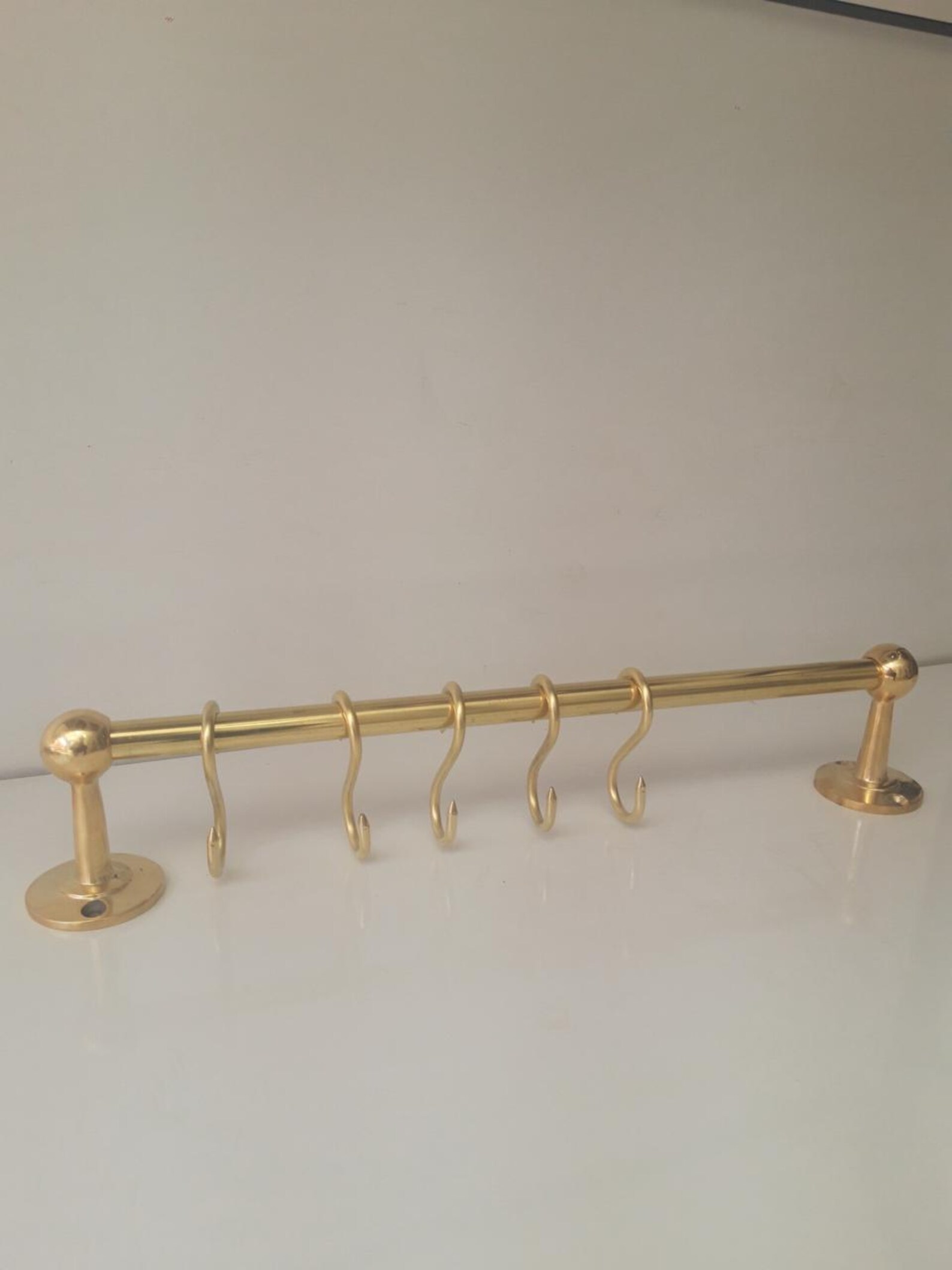 Unlaquered Brass Hanging Pot and Pan, Elegant Kitchen Rack Organizer ...