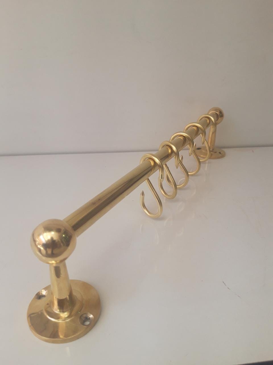 Unlaquered Brass Hanging Pot and Pan, Elegant Kitchen Rack Organizer ...