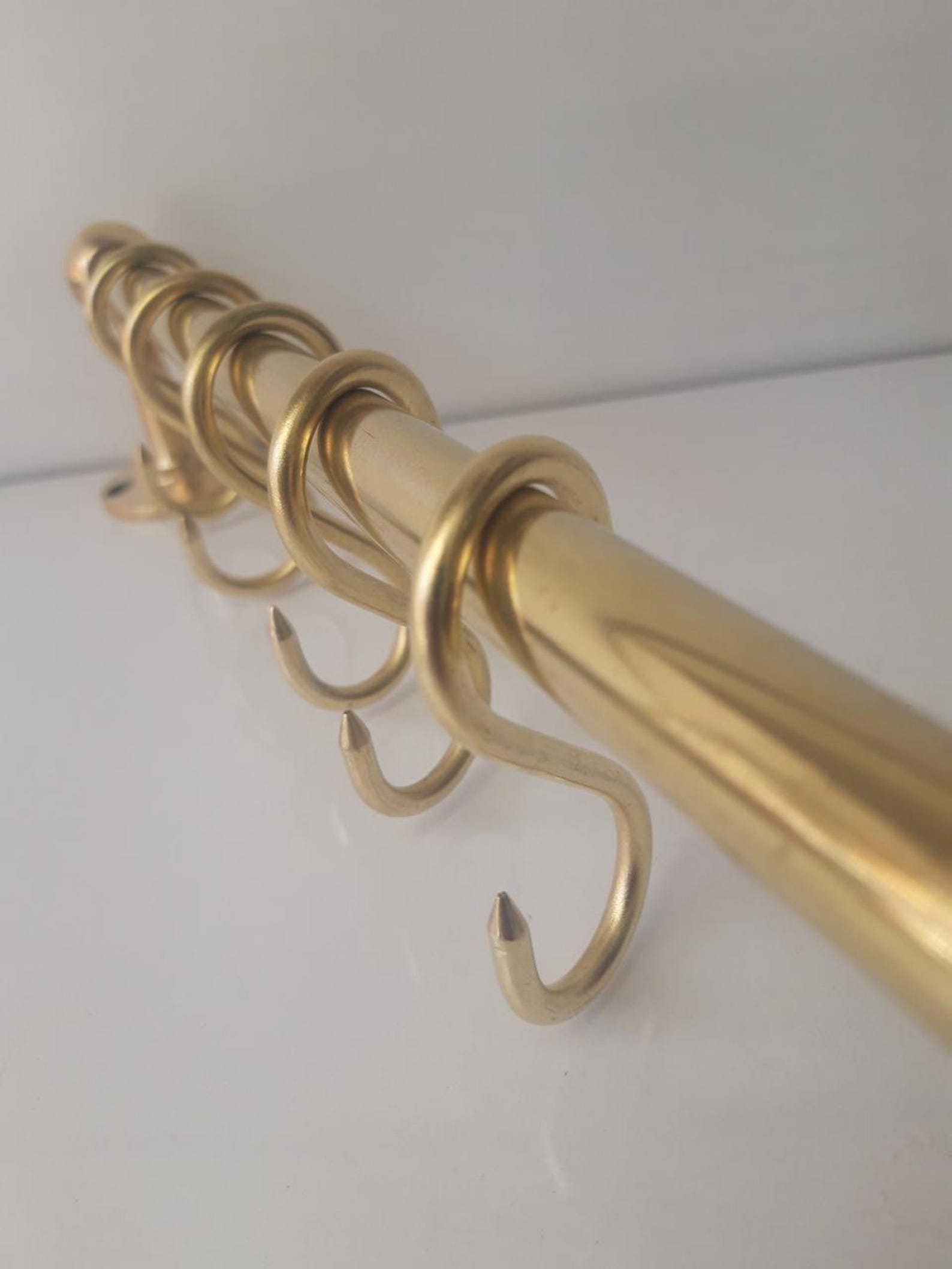 Unlaquered Brass Hanging Pot and Pan, Elegant Kitchen Rack Organizer ...