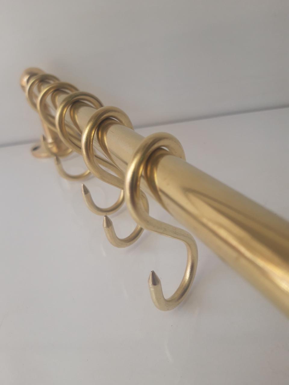 Unlaquered Brass Hanging Pot and Pan, Elegant Kitchen Rack Organizer ...