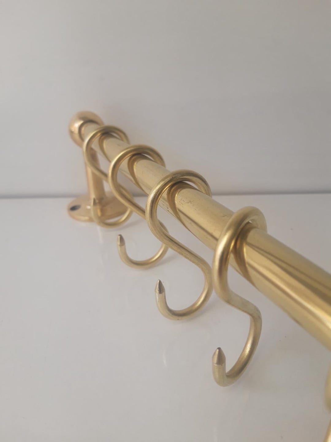 Unlaquered Brass Hanging Pot and Pan, Elegant Kitchen Rack Organizer ...