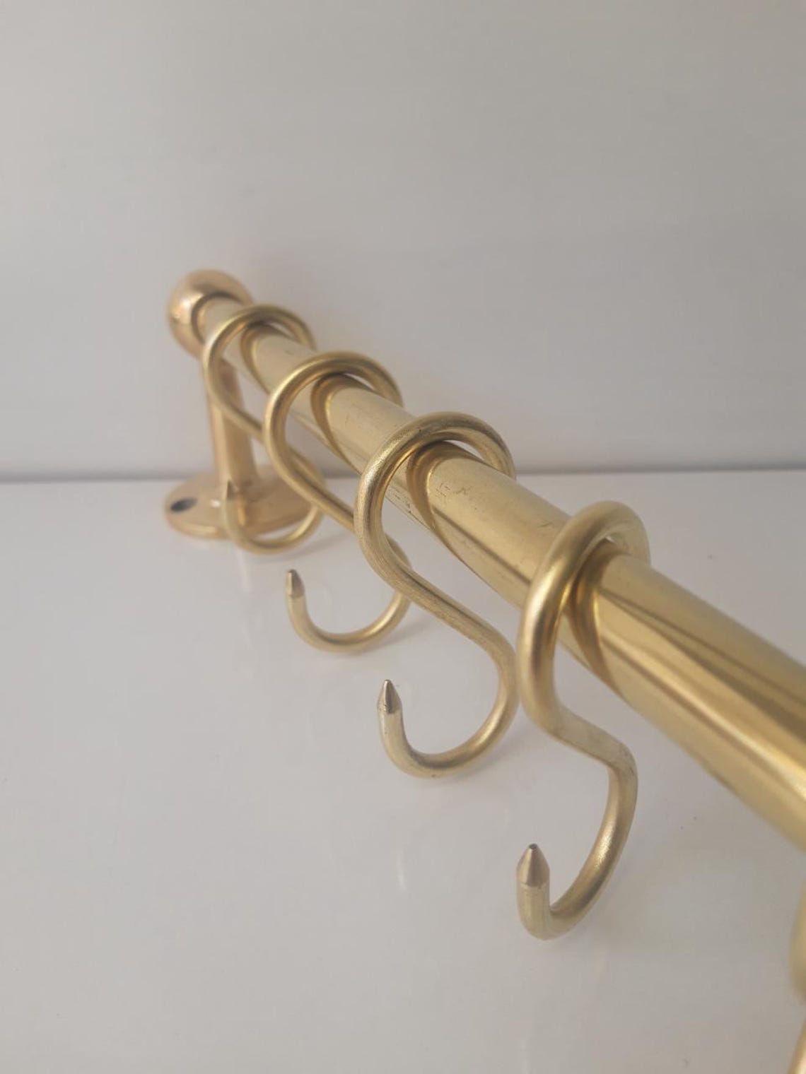 Unlaquered Brass Hanging Pot and Pan, Elegant Kitchen Rack Organizer ...