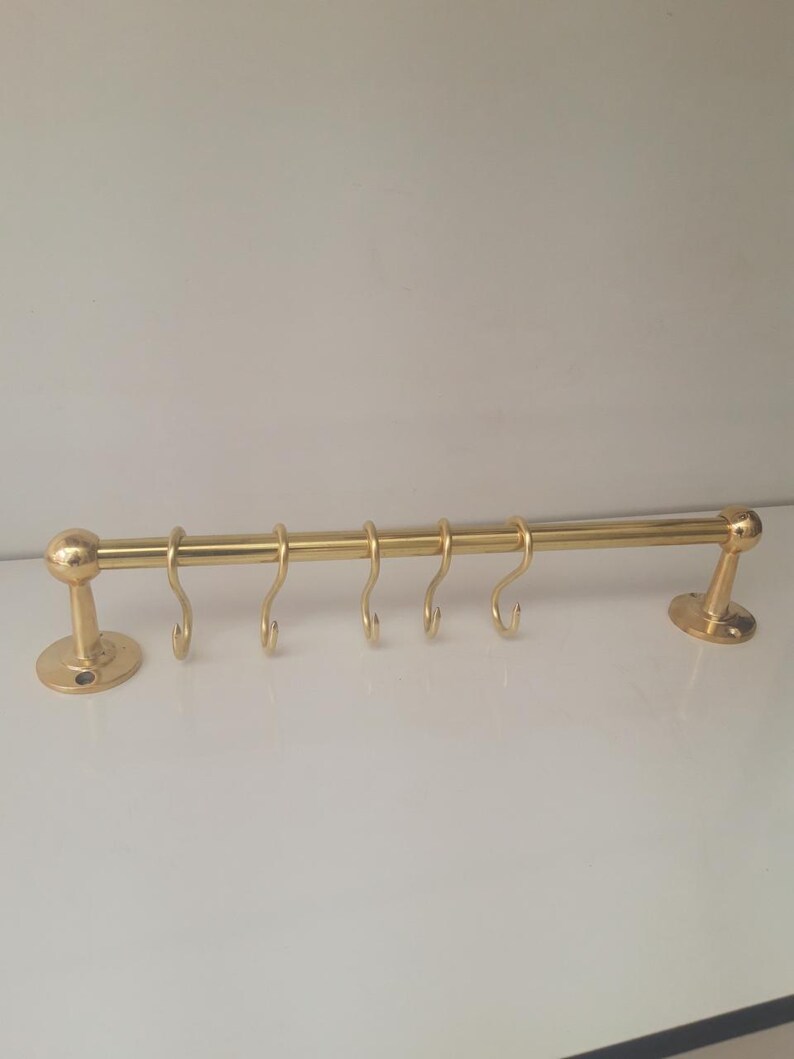 Unlaquered Brass Hanging Pot and Pan, Elegant Kitchen Rack Organizer ...