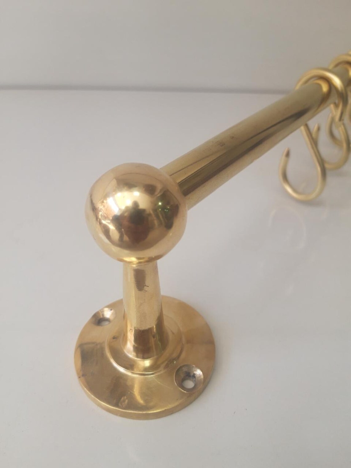 Unlaquered Brass Hanging Pot and Pan, Elegant Kitchen Rack Organizer ...