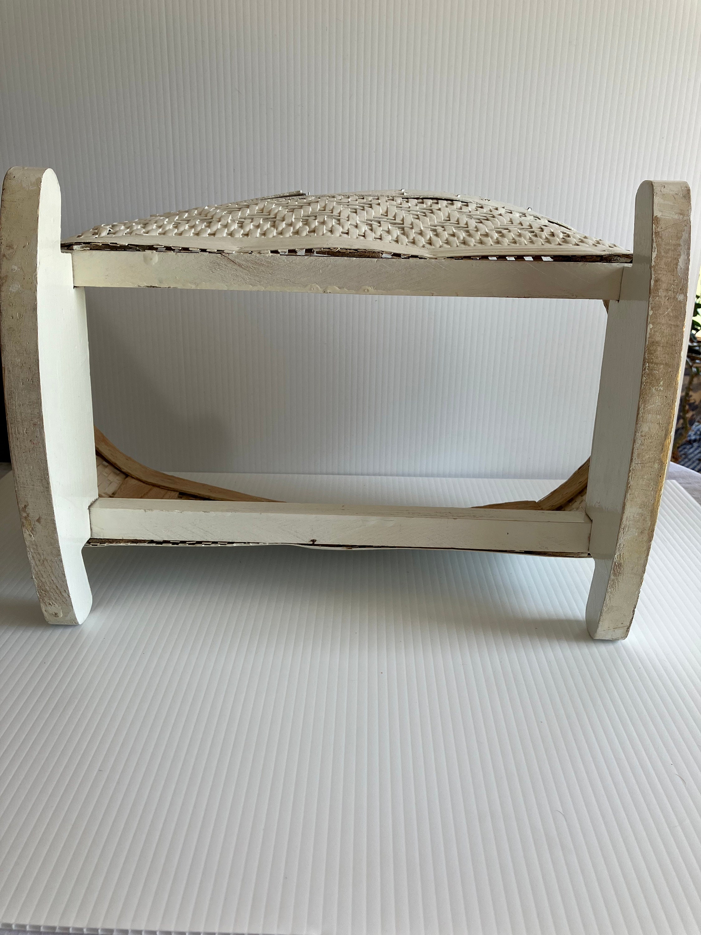 Vintage Wood and Wicker Baby Doll Rocking Cradle Bassinet White on ...