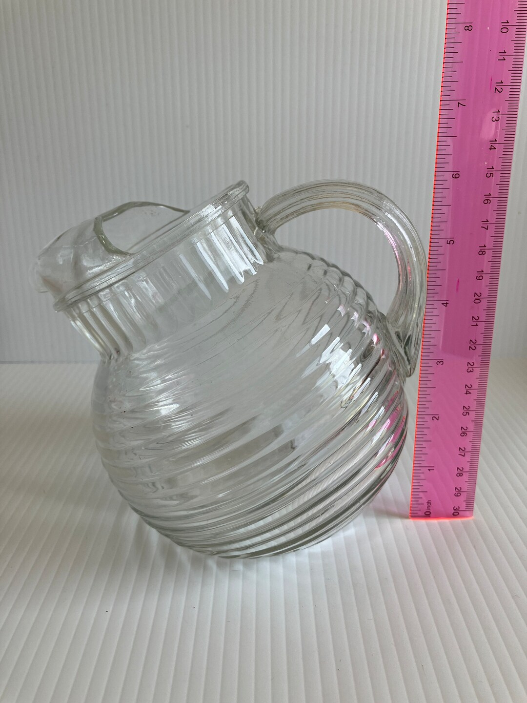 Vintage 1935 Anchor Hocking Manhattan Pattern Small Clear Glass Carafe ...