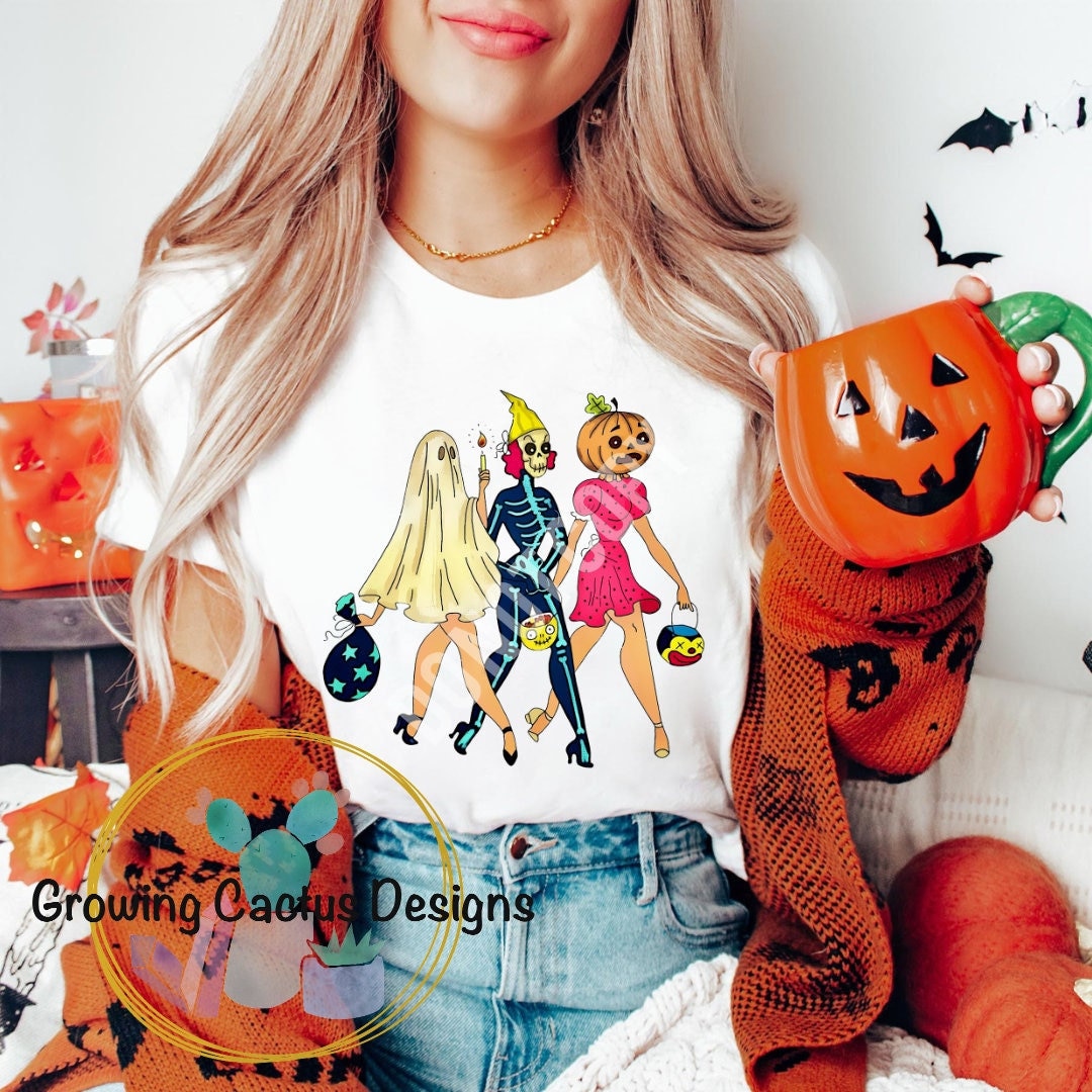 Halloween Shirt for Her, Trendy Trick or Treating Ladies Shirt, Vintage ...