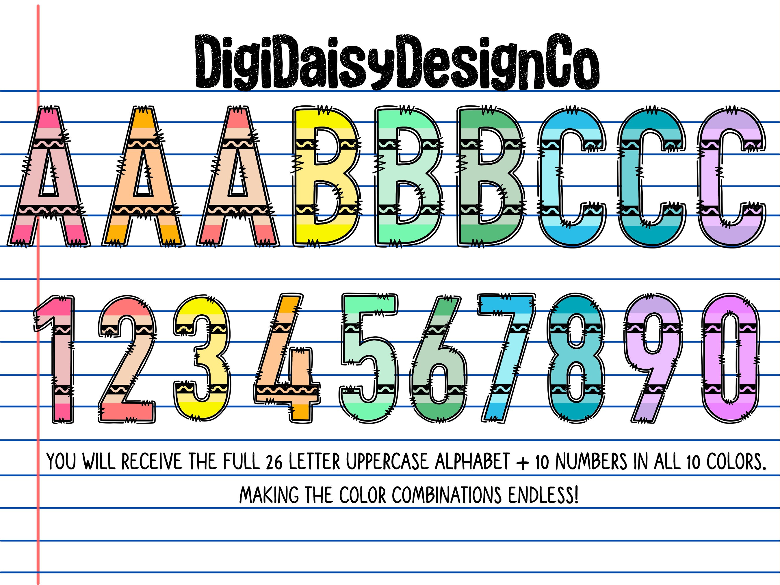 Crayon Doodle Letters Alphabet PNG, Hand Drawn Upper Case + Numbers ...