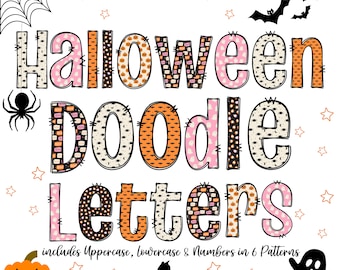 Halloween Doodle Letters With Clip Art PNG Files, Make Your Own Name ...