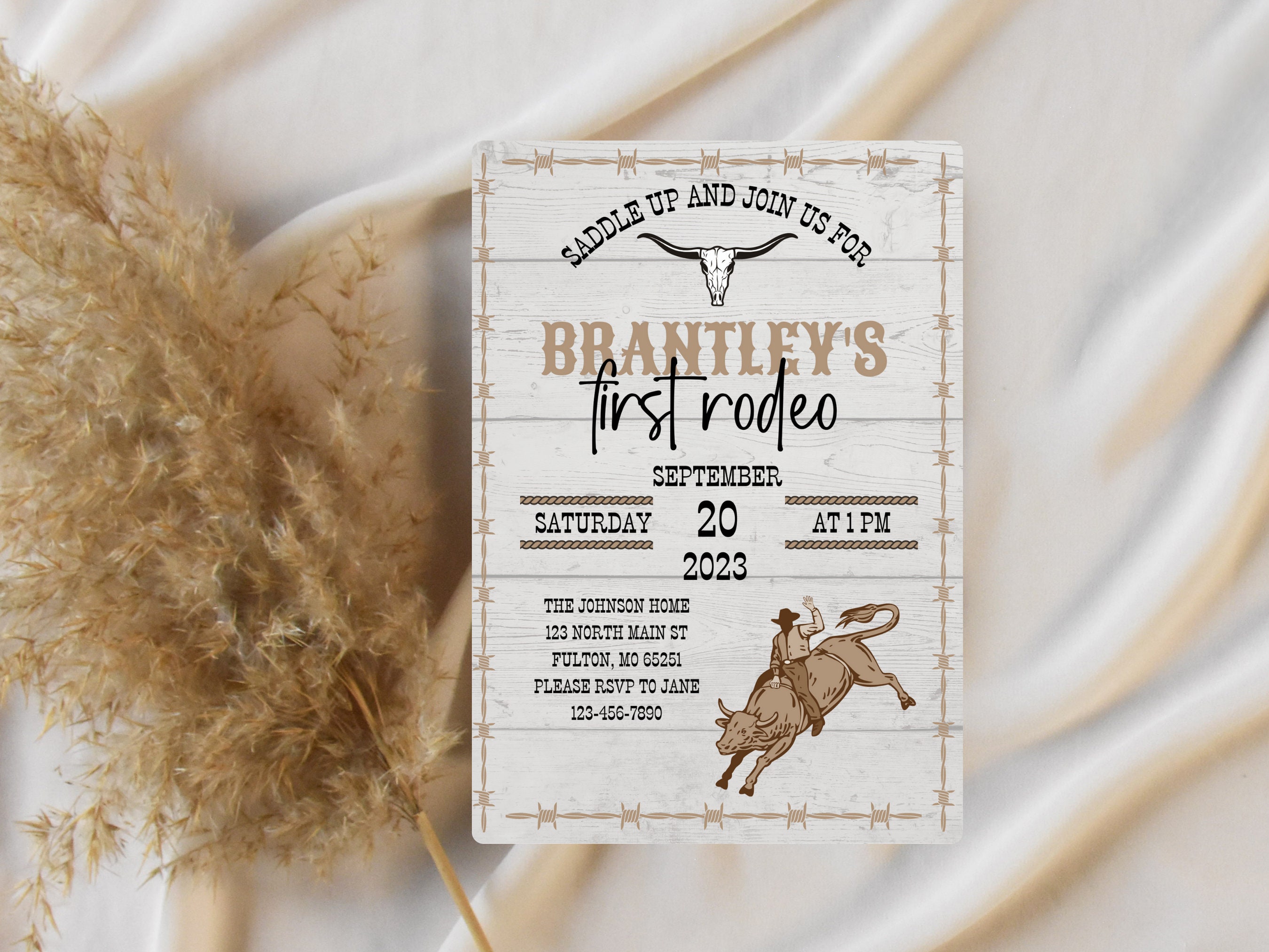 First Rodeo Birthday Invitation Template, Country Western Boy 1st ...