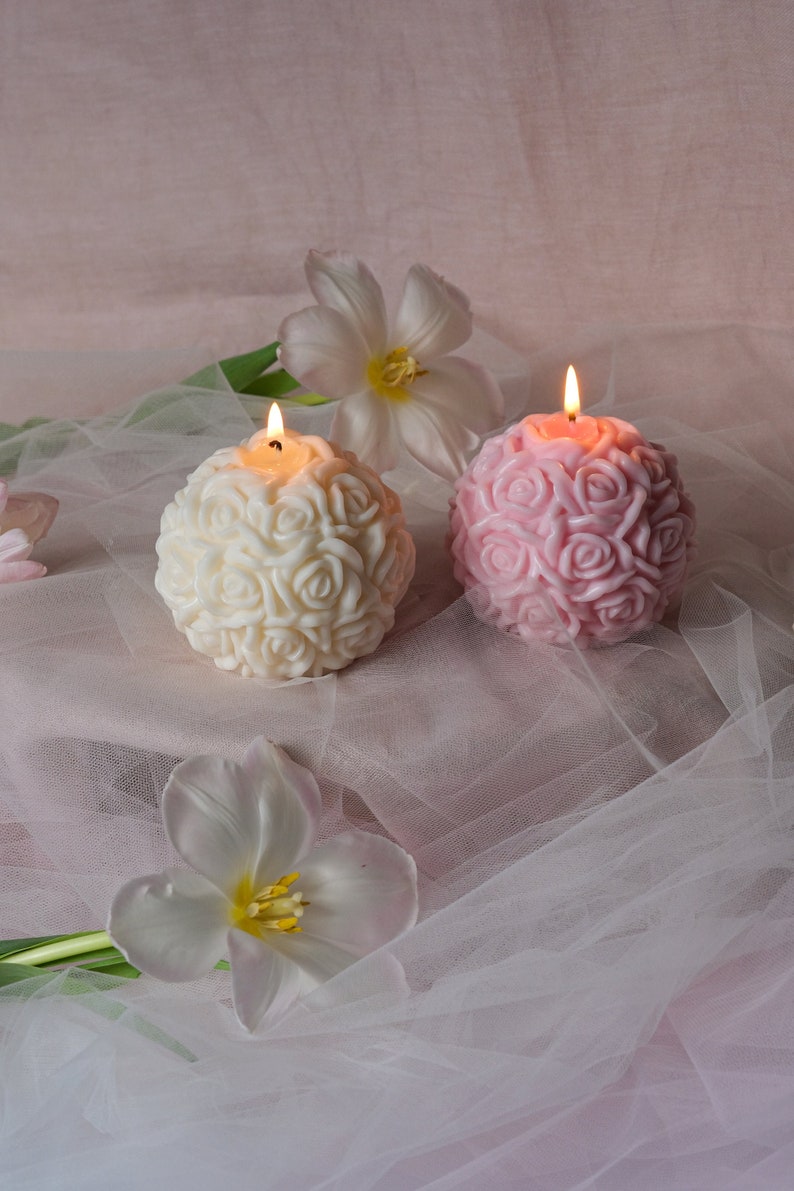 Rose Candle | New House Gift | Gift Idea for Her | Rose Ball Candle ...