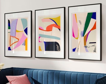 Printable Gallery Set of 2 Abstract Colorful Preppy Prints - Etsy