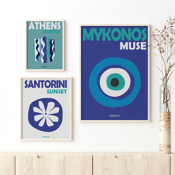 Santorini Preppy Poster - Etsy