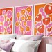 Set of 3 Preppy Abstract Flowers Colorful Vibrant Floral Wall Decor ...