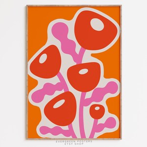 Set of 3 Preppy Abstract Flowers Colorful Vibrant Floral Wall Decor ...