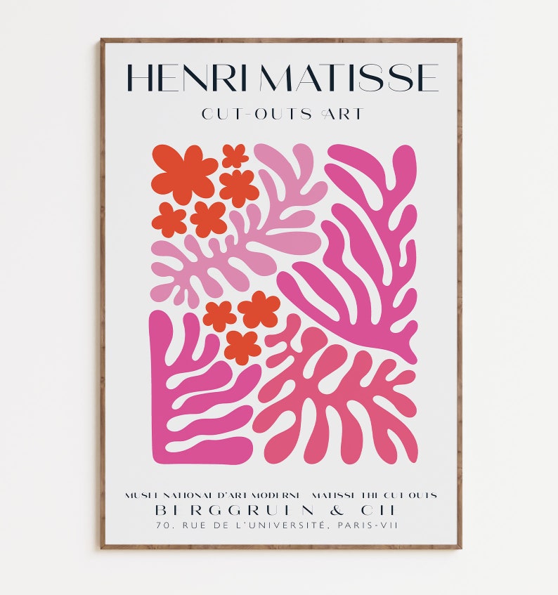 Henri Matisse Flowers Cut Outs Pink Elegant Exhibition Print - Etsy