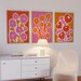 Set of 3 Preppy Abstract Flowers Colorful Vibrant Floral Wall Decor ...
