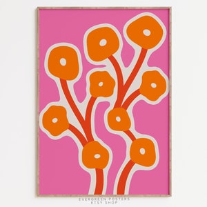 Set of 3 Preppy Abstract Flowers Colorful Vibrant Floral Wall Decor ...