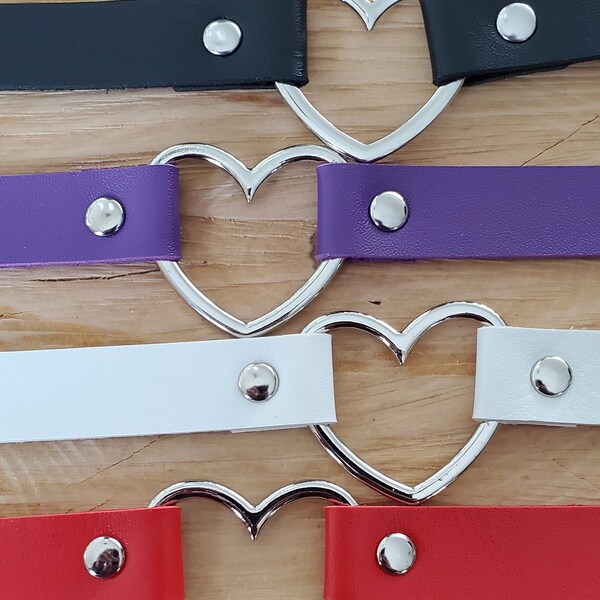 Leather Heart Choker - Etsy
