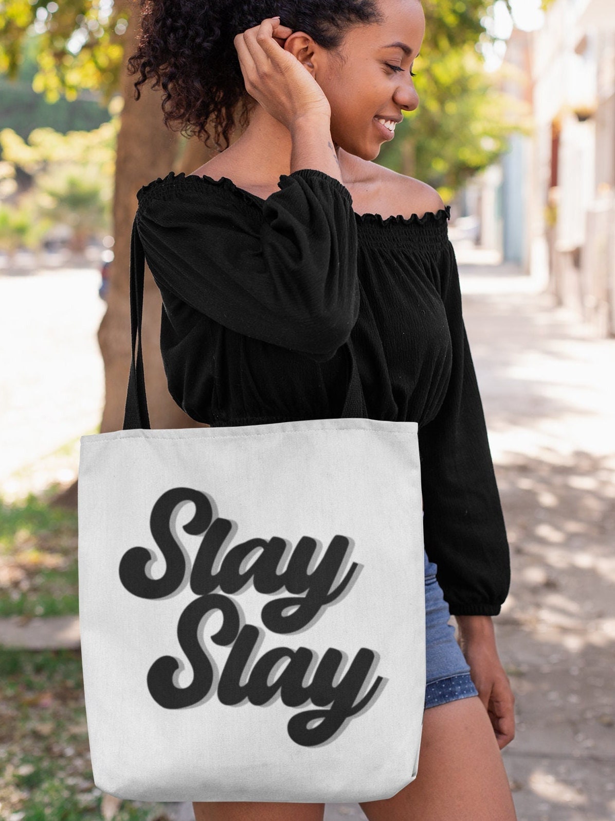 SLAY SLAY TOTE Tiktok Trending Sounds Inspired Tote Bag, Slay Slay ...