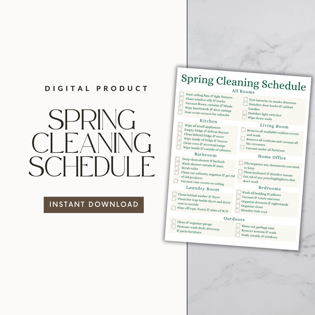 Editable Spring Cleaning Checklist Spring Cleaning Schedule House ...