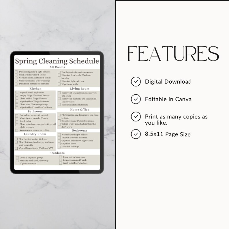 Editable Spring Cleaning Checklist Spring Cleaning Schedule House ...