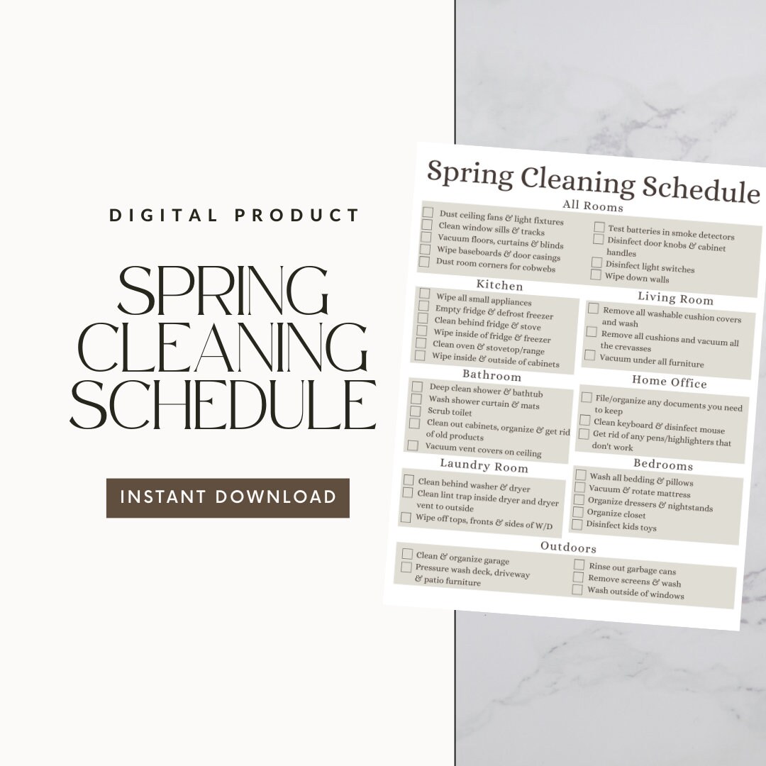 Editable Spring Cleaning Checklist Spring Cleaning Schedule House ...