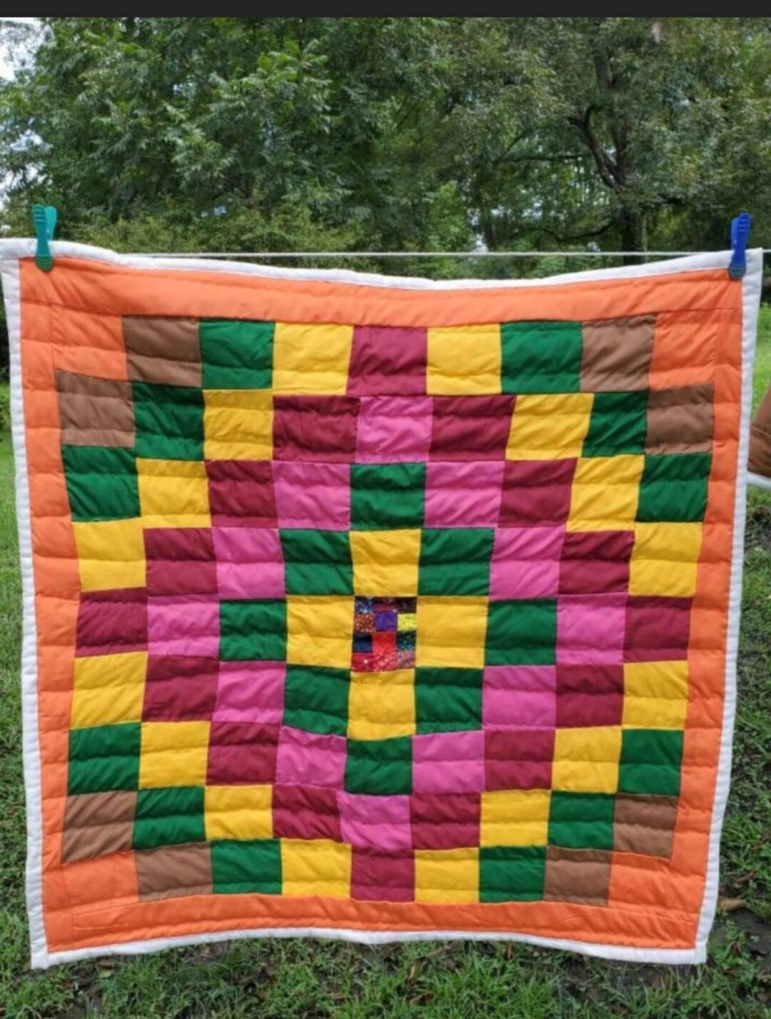 Wall Hanger, Handsewn Quilt, Cotton Quilt, Quilted Tapestry, Gee's Bend ...