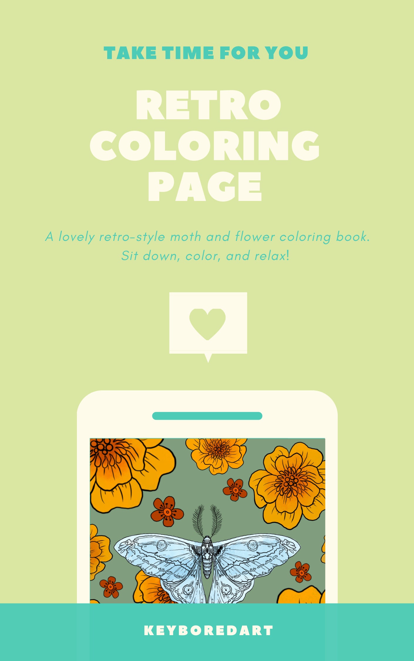 Retro Coloring Sheet - Etsy
