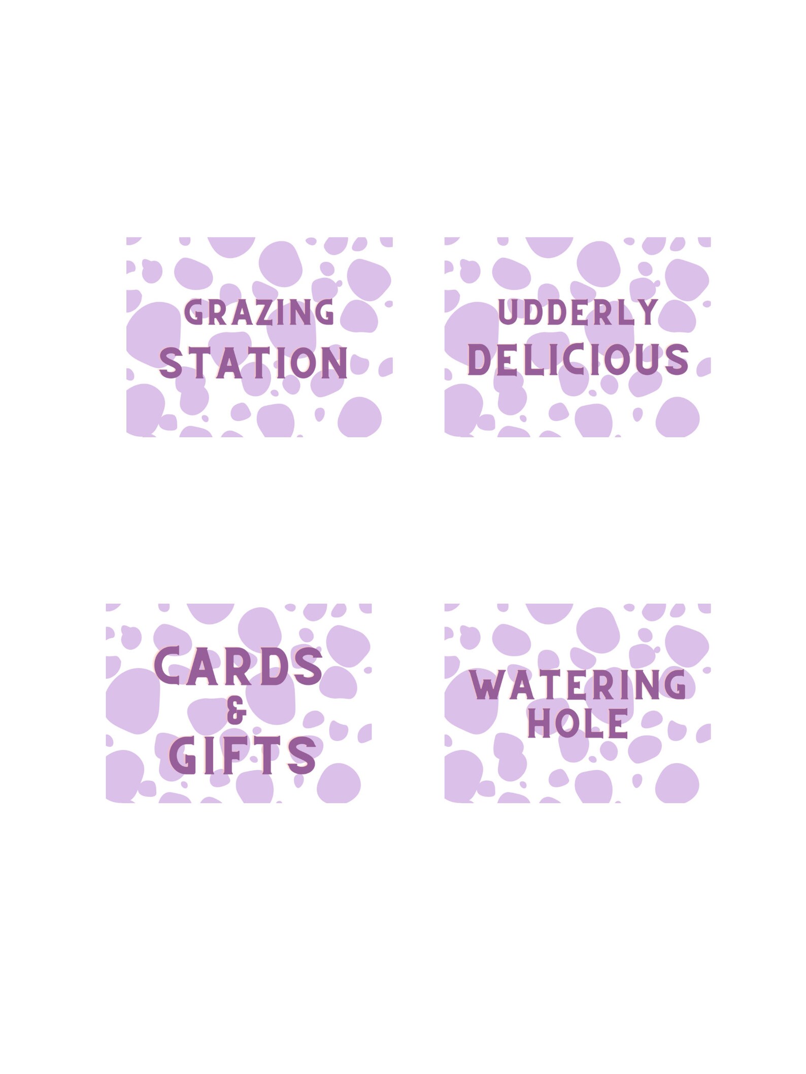 Purple Cow Party Sign Pack - Etsy