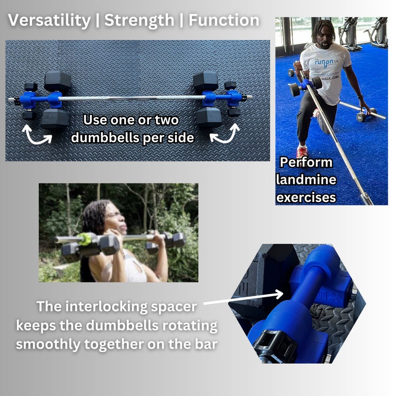 DUALBELL Superset Dumbbell to Barbell Adapters Connect Dumbbells to 1 ...
