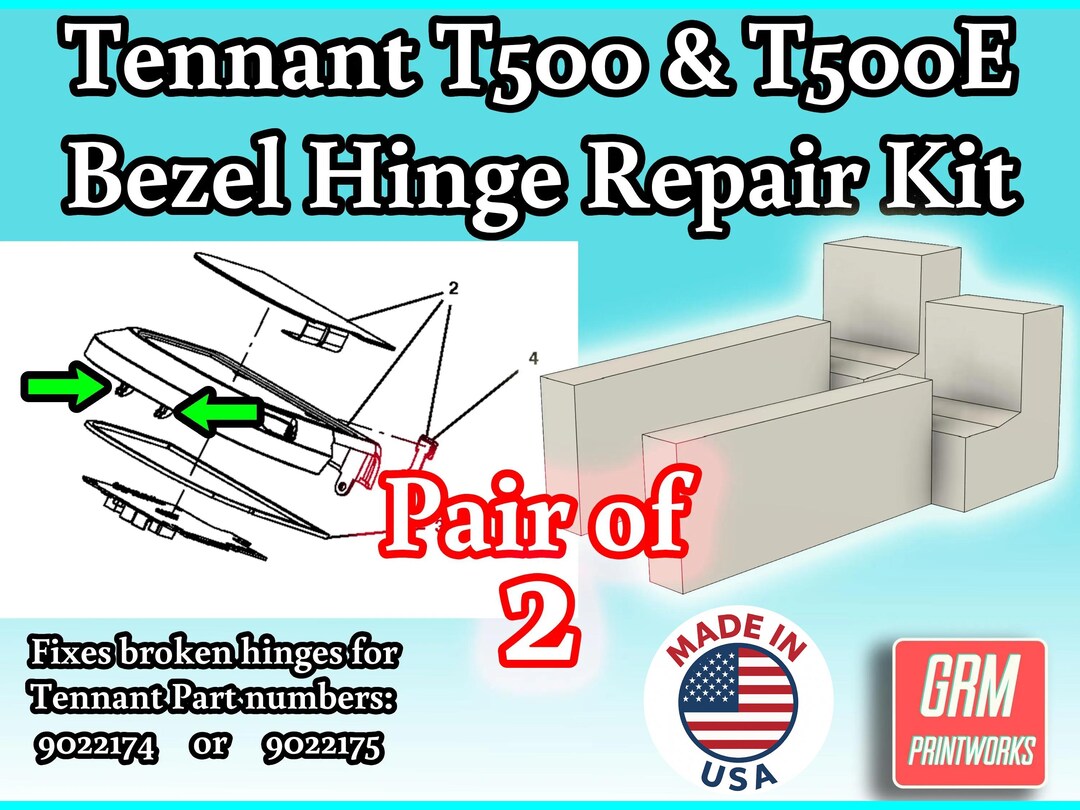 Tennant T500 & T500E + T600E Bezel Hinge Repair Kit for Auto Scrubber ...
