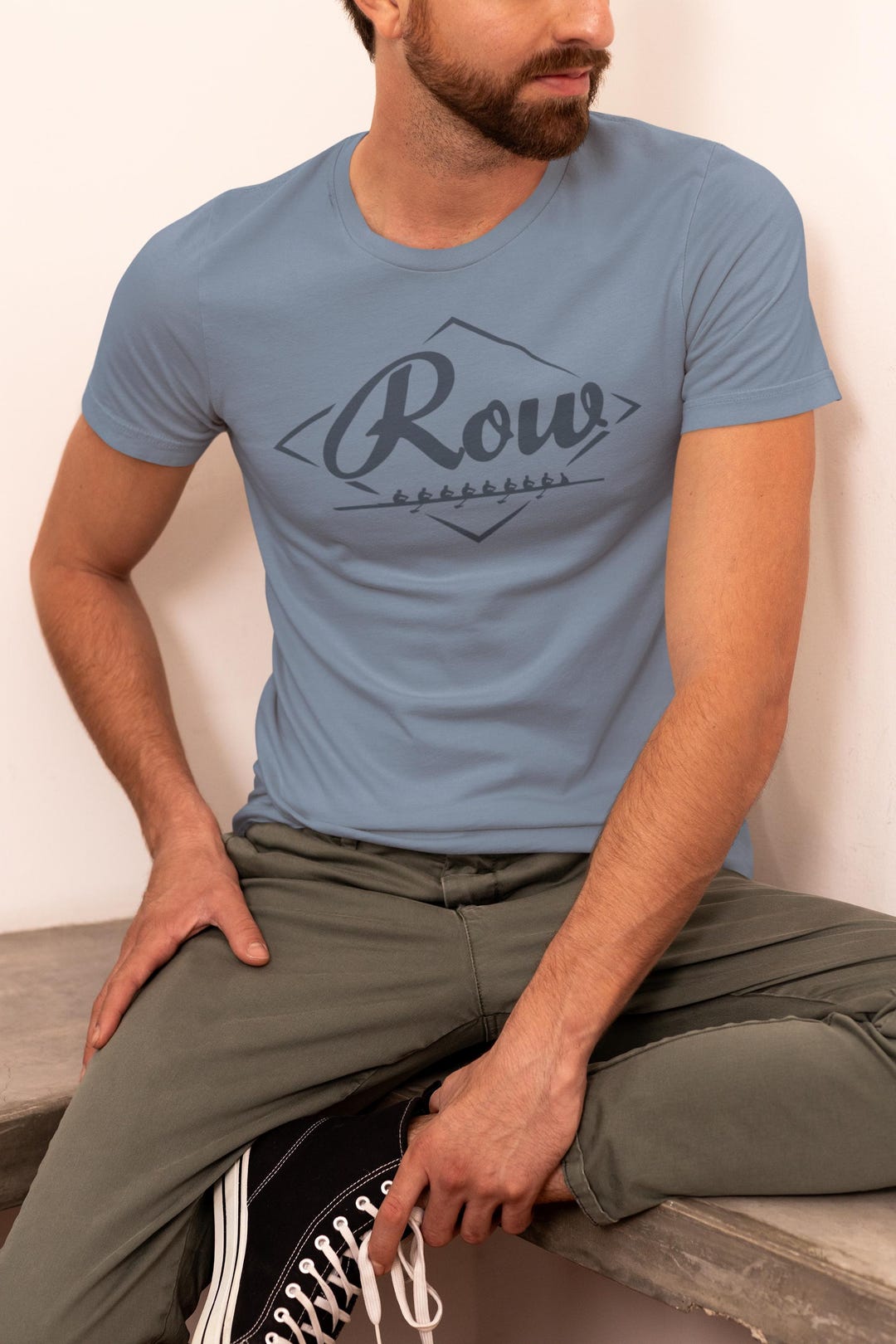 Row Script Rowing T-shirt Blue | Vintage Rower Tee | Crew Team Gift ...