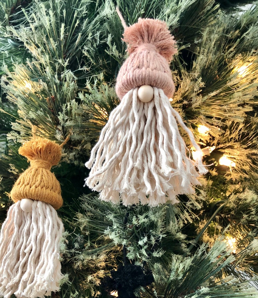 Macrame Christmas Gnome Ornaments | Holiday Decor | Customizable Gnome ...