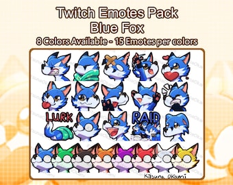 Blue Fox Emotes for Twitch and Discord - Kawaii - Cute - Etsy